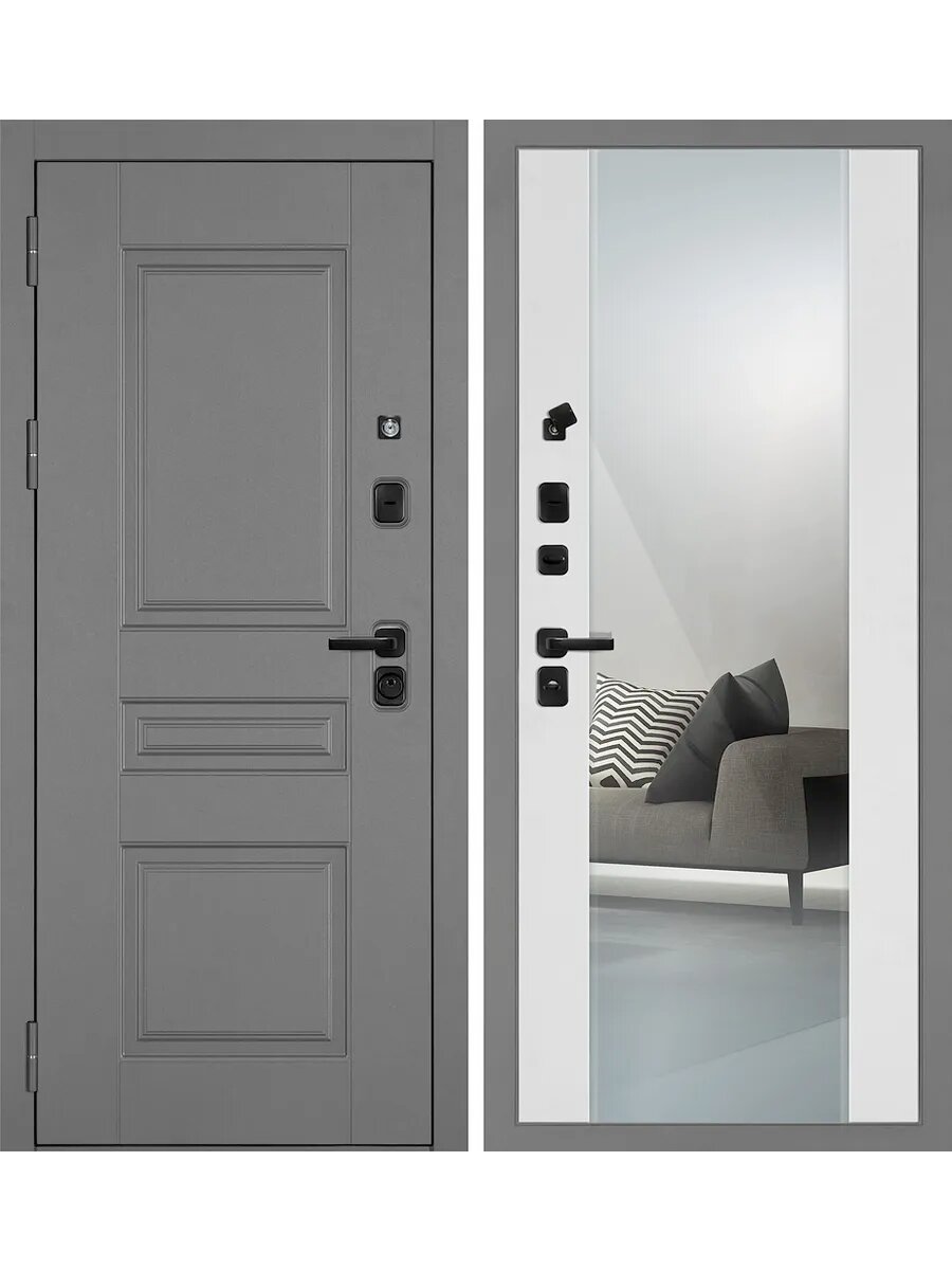 Входная дверь Prestige-Entrance ГЛ-07, с зеркалом, 205 х 98 см белоснежная, правая