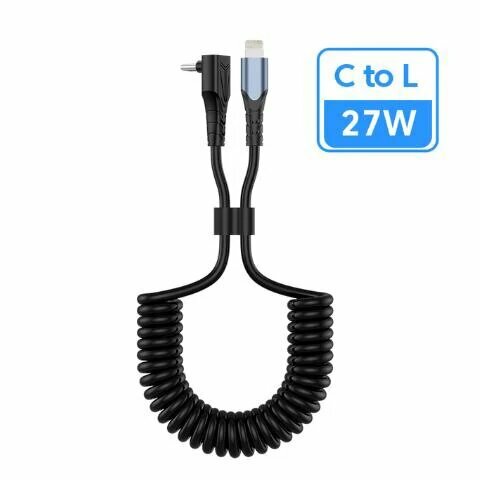 Автомобильный пружинный 27 Вт USB C Lightning Кабель для iPhone 14 13 PD 60 Вт Быстрая зарядка Type C к USB C кабель для передачи данных для Huaiwei Samsung, C-IP 27W, 1.5 м