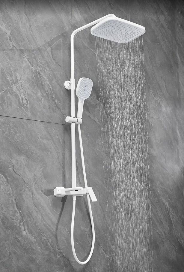 Душевая система с тропическим душем и смесителем HAIBA HB24831-8, материал: латунь, цвет: белый