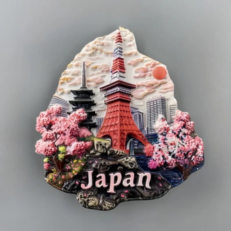 Япония, Токио Башня, пейзаж цветов вишни, комоделация туризма, креативные трехмерные, декоративные наклейки на холодильник
