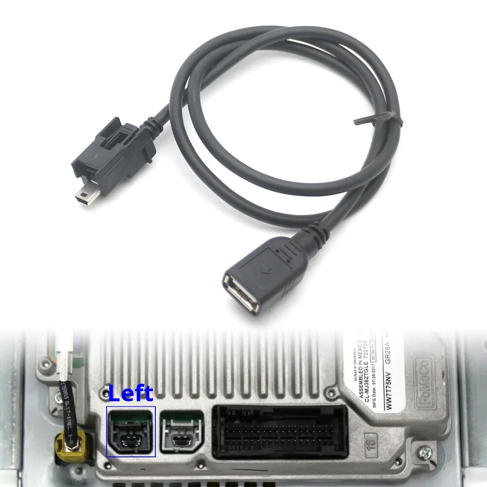 Автомобильный гнездовой USB-кабель-переходник для Nissan, Ford, для Jeep, аудио-навигация, мультимедийное радио, мини-интерфейс, Left