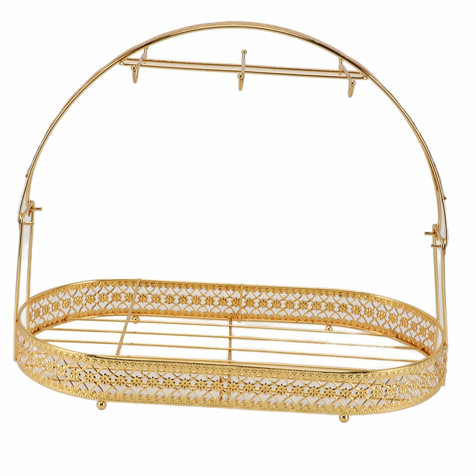 Железная подставка для кружек с 6 крючками, золотая