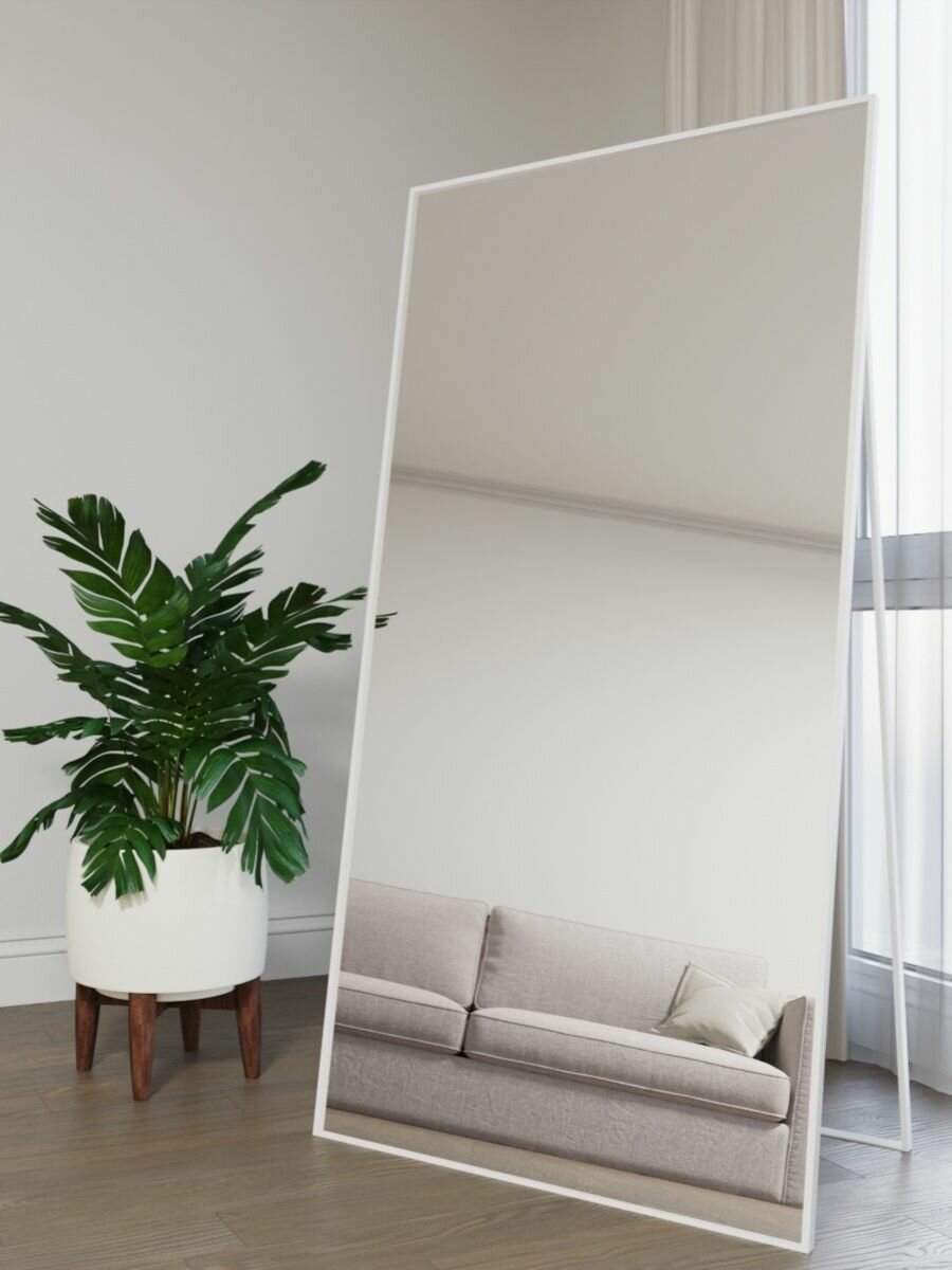 Зеркало настенное 161х80 см. BLX MIRROR интерьерное в алюминиевой раме напольное, Белое