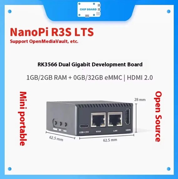 NanoPi R3S LTS плата cbhioarpd, 2G ARM 0G EMMC, with metal case