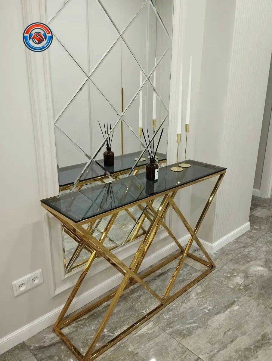 Консоль для прихожей и гостиной, стеклянная столешница, устойчива к влаге и царапинам, универсальный столик в современном стиле