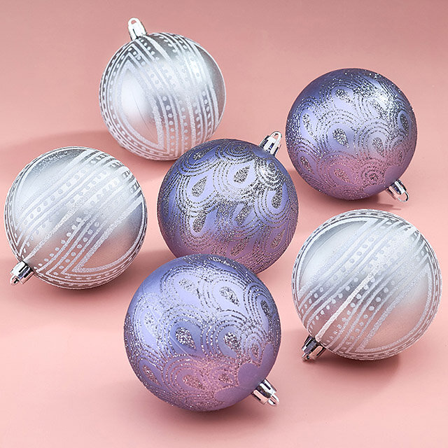Елочные шары Savelli - Palermo 8 см, 6 шт, пластик, Winter Deco, 1000646