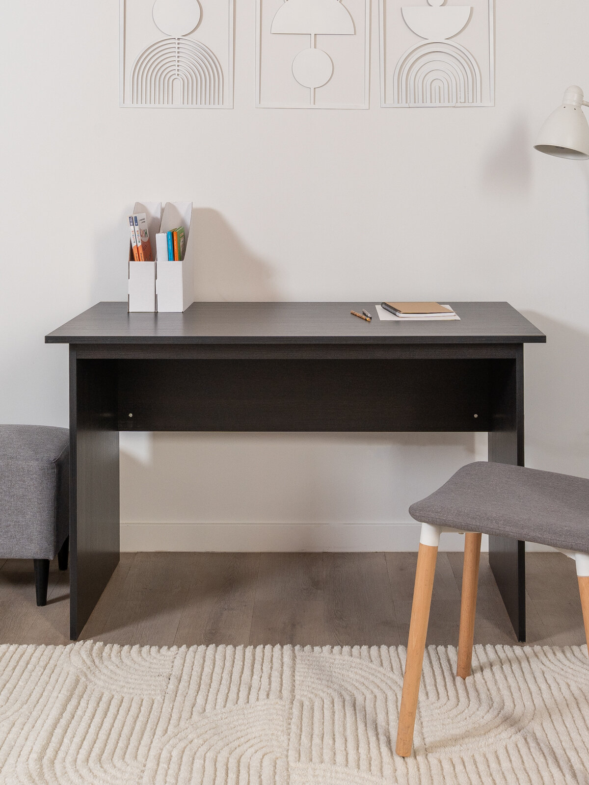 Стол письменный ГУД лакк Кастор, 120х65х75 см, черный, дуб венге