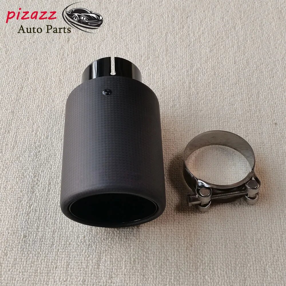 1 шт, автомобильные одинарные насадки на выхлопную трубу, вьющиеся матовые черные ID 67MM-OD 89MM