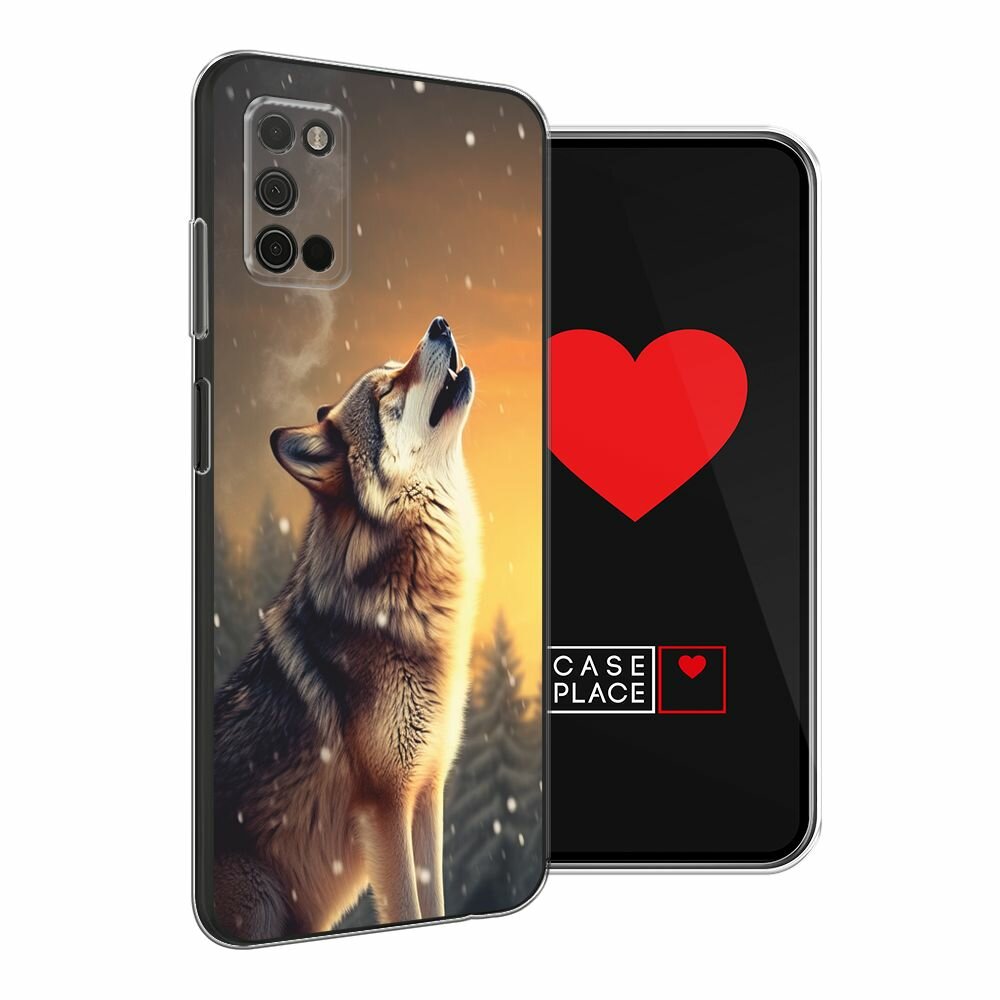 Чехол на Samsung Galaxy A03S / Самсунг Галакси A03S с принтом "Воющий волк" — фото 1