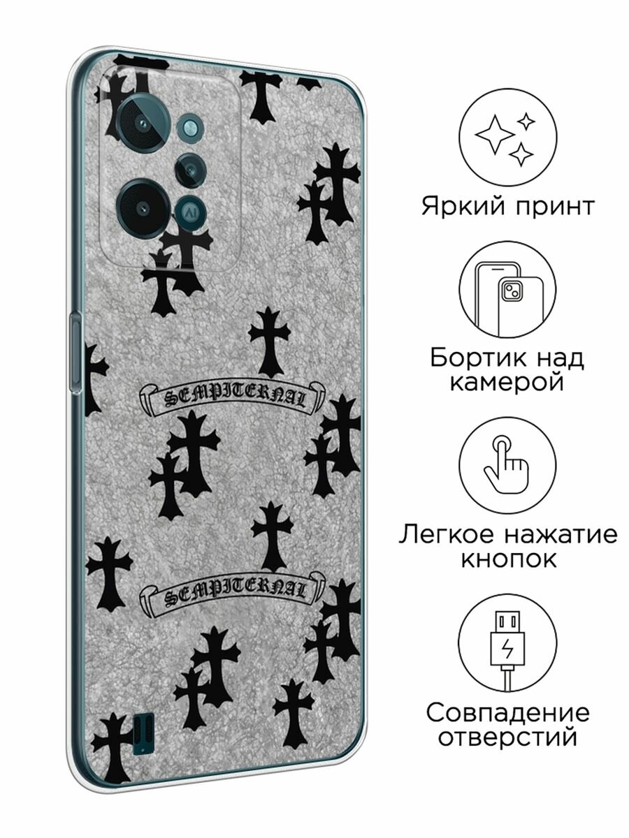 Чехол на Realme C31 / Реалми C31 с принтом "Кресты паттерн 3" — фото 1