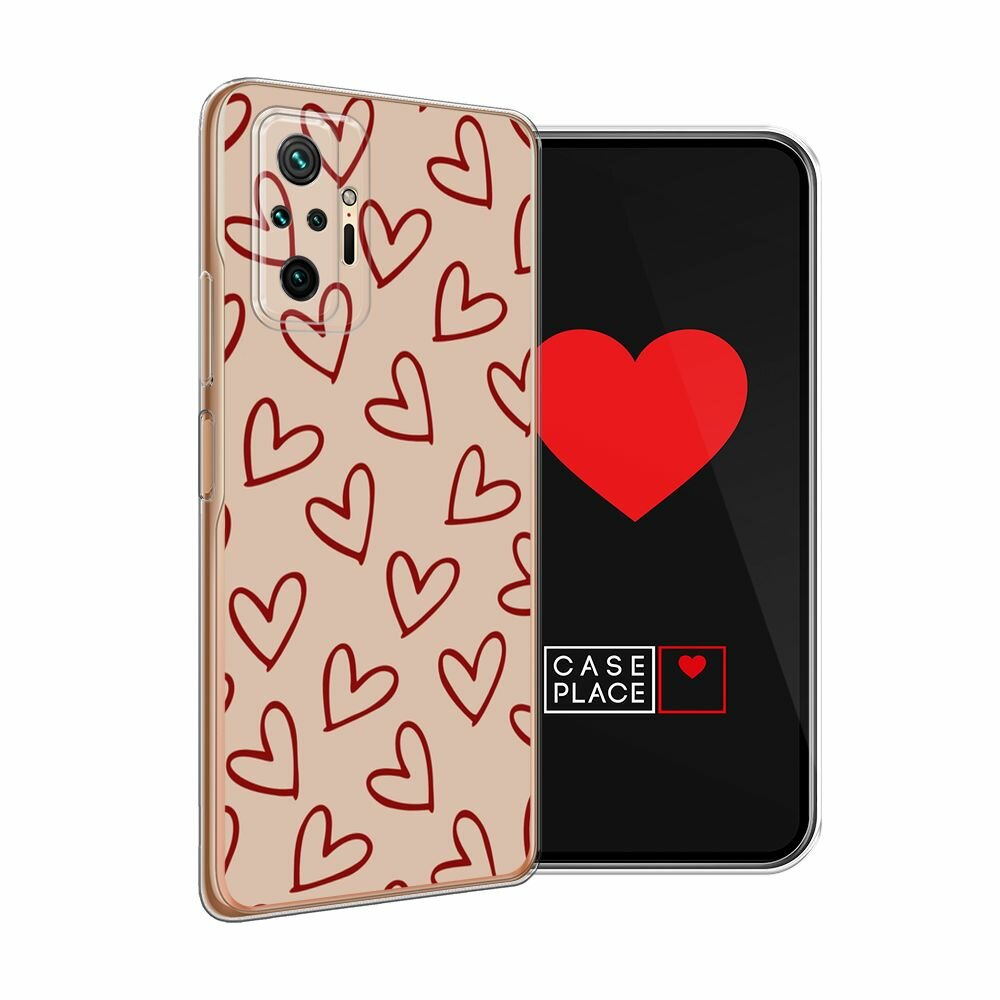 Чехол на Xiaomi Redmi Note 10 Pro / Сяоми Редми Нот 10 Pro с принтом "Little hearts doodles 1 - 14 февраля" — фото 1