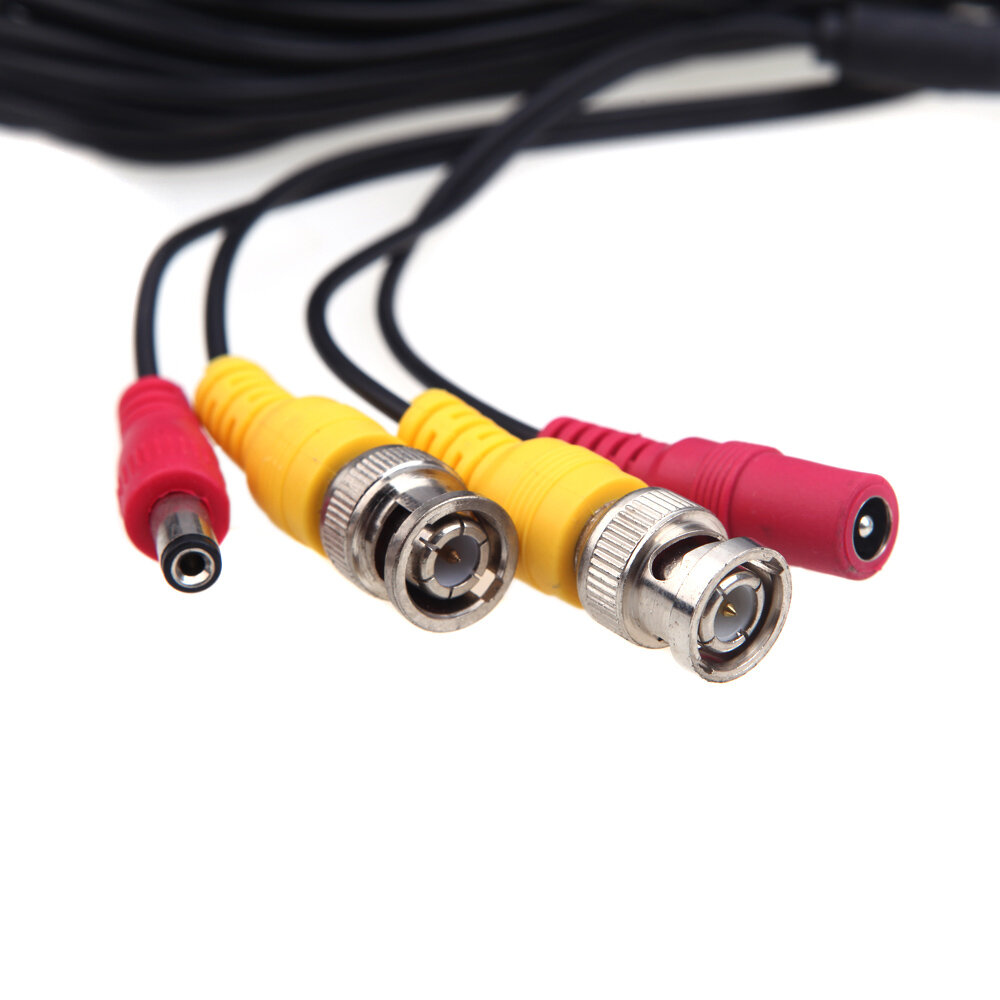 65ft (20m) Кабель BNC Видео Электрический Сиамский для Камеры Наблюдения Набор DVR, 1 шт, Коннекторы BNC Женский-РCA Мужской 2 шт, Материал BNC Кирсайт Никелированный, DC Вилка Мужская 5.5*2.1*18.0mm Никелированная резина, Розетка Женская 5.5*2.1*21.5mm
