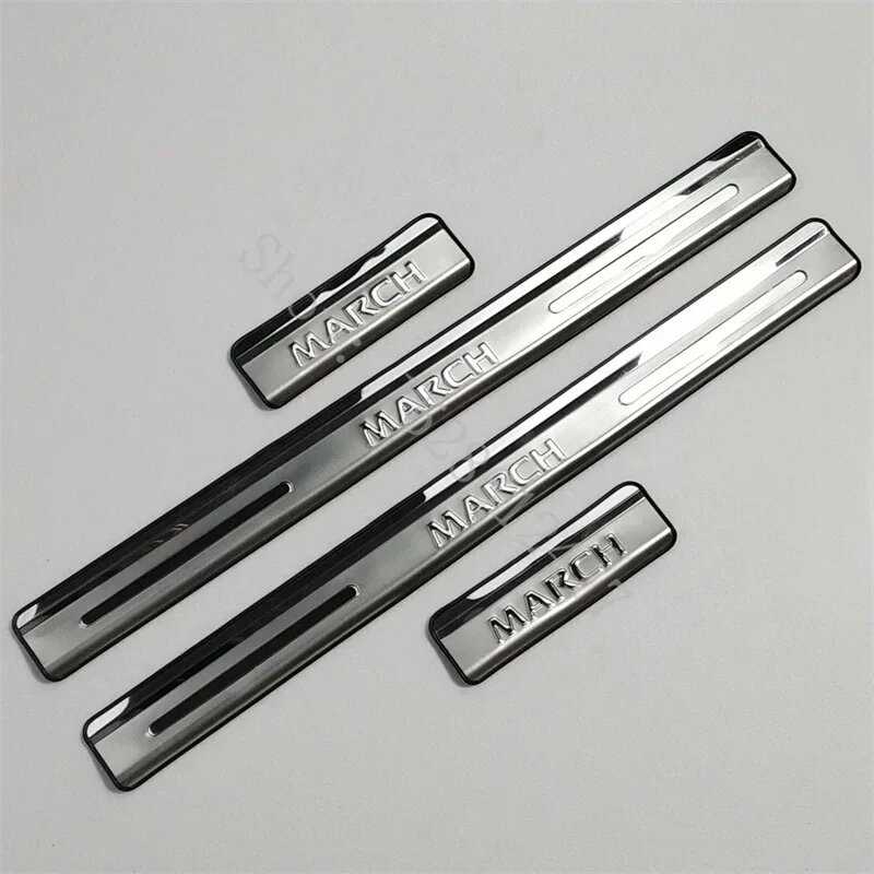 Автомобильные аксессуары для Nissan March 2011 2012 2013-2015, накладка на порог из нержавеющей стали, автомобильные аксессуары
