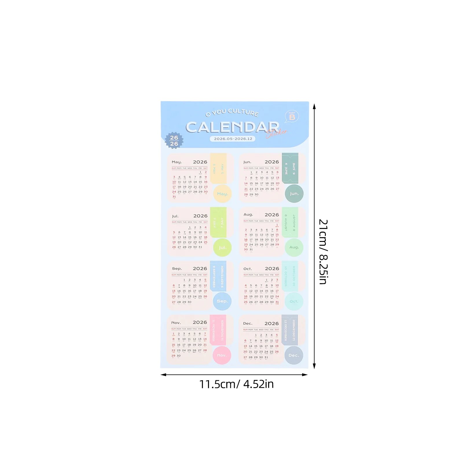 Календарные наклейки для ежедневника 2026 года Style 1