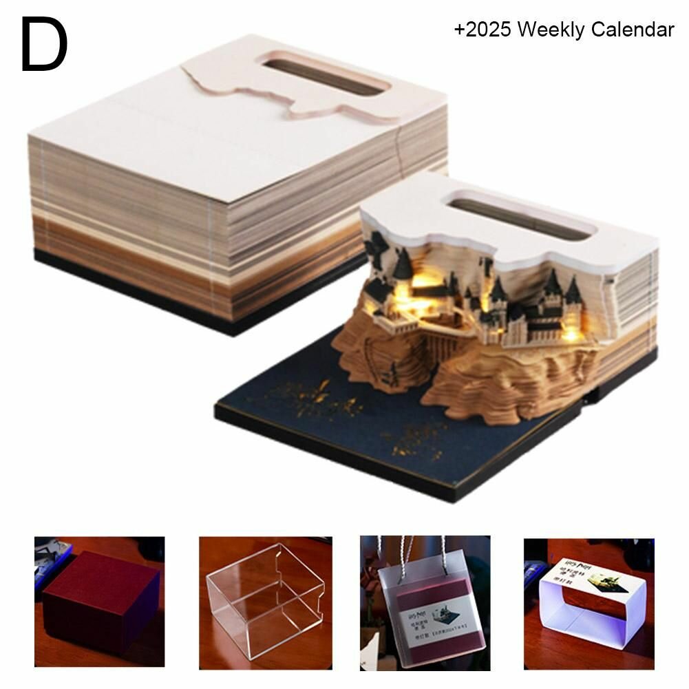 Модернизированный большой светящийся волшебный замок Хогвартс 2025 3D календарь ручной работы/изысканный праздничный подарок