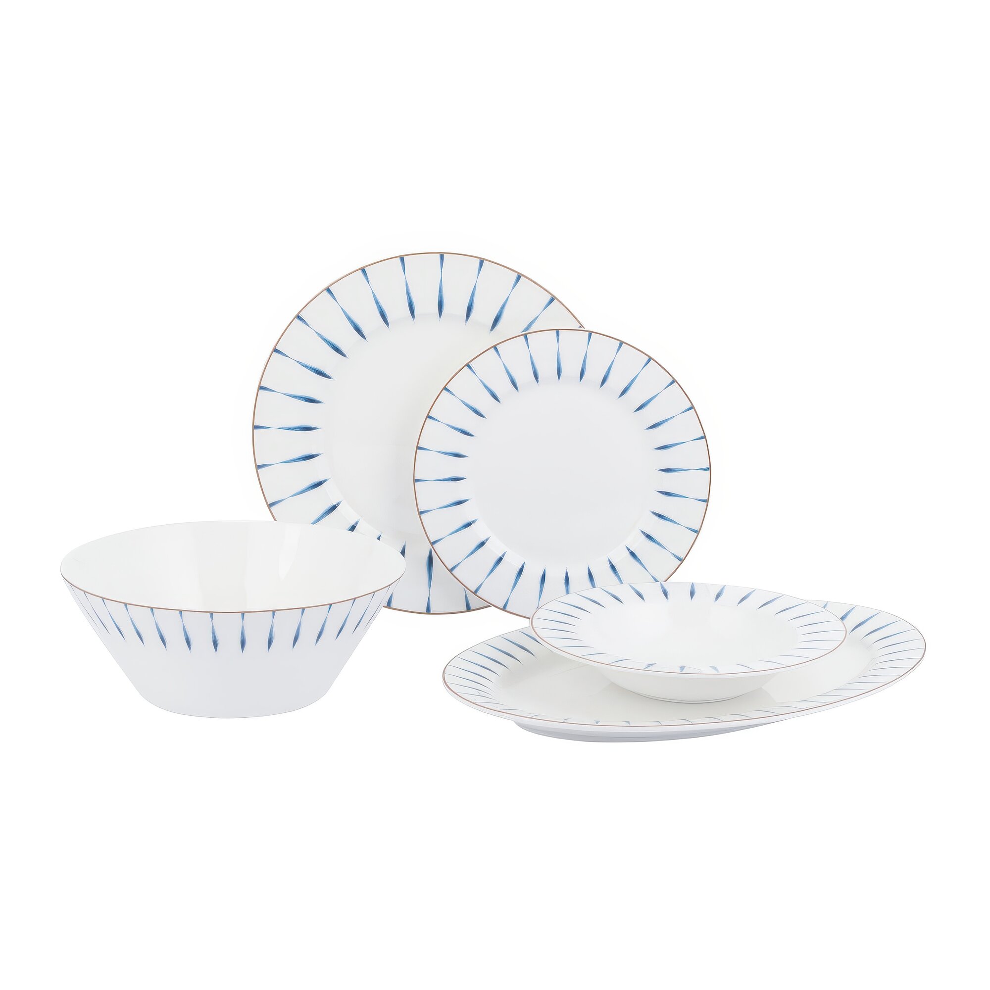 Сервиз столовый Gipfel Azzurro 42194, 21 предмет, костяной фарфор, белый