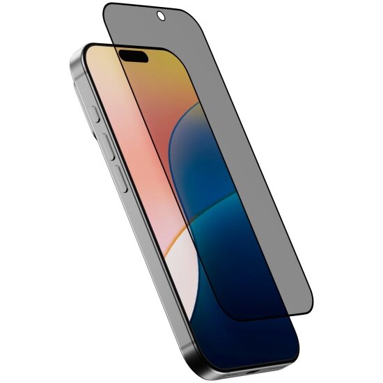 Защитное стекло Ubear Extreme Nano Shield Privacy для Apple iPhone 17 Pro Max, алюмосиликатное, черная рамка