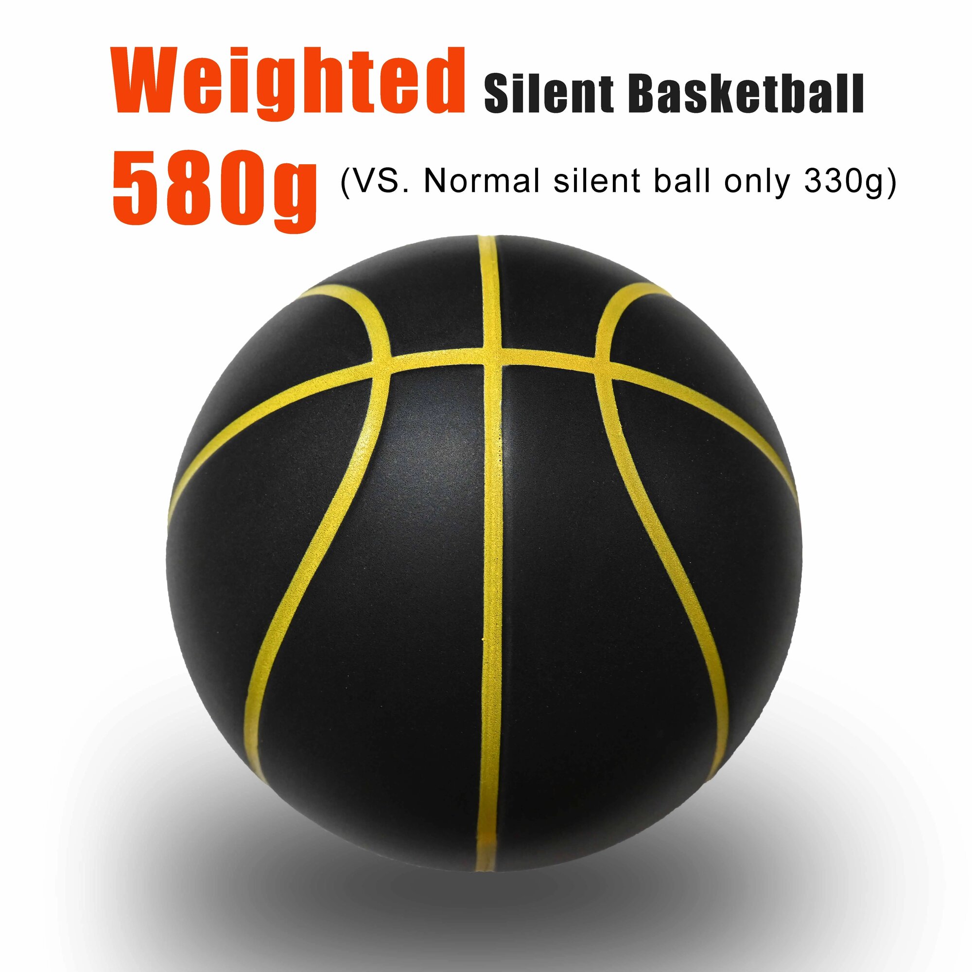 Hambo Бесшумный баскетбольный мяч Размер 7 Weighted-580g-Black
