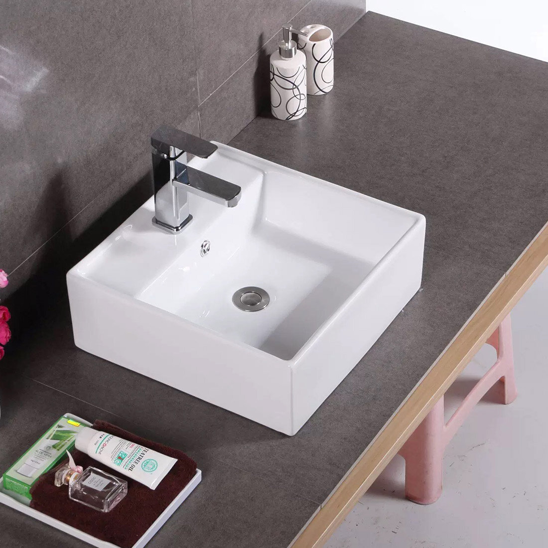 Раковина RGW GS-02, накладная, 36 см x 40 см x 13 см, белая, керамика