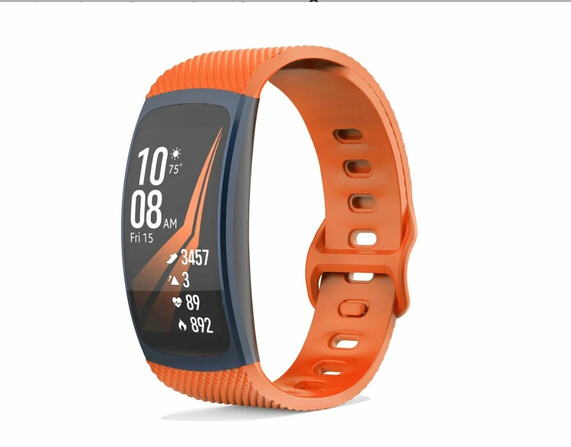 Ремешок MyPads Polimerico, для Samsung Gear Fit 2 Pro, гипоаллергенный, оранжевый