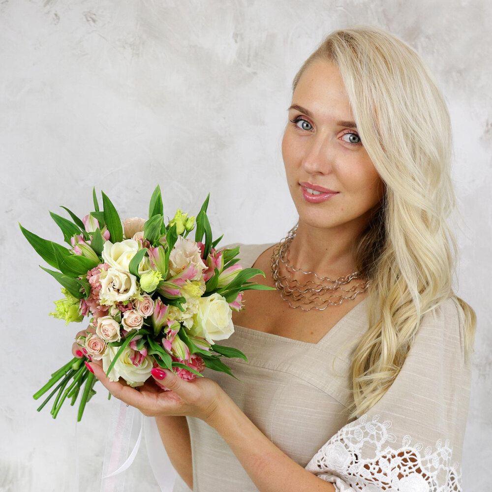 Букет Букет Маркет, роза, альстромерии, гвоздики, 32 см, разноцветный