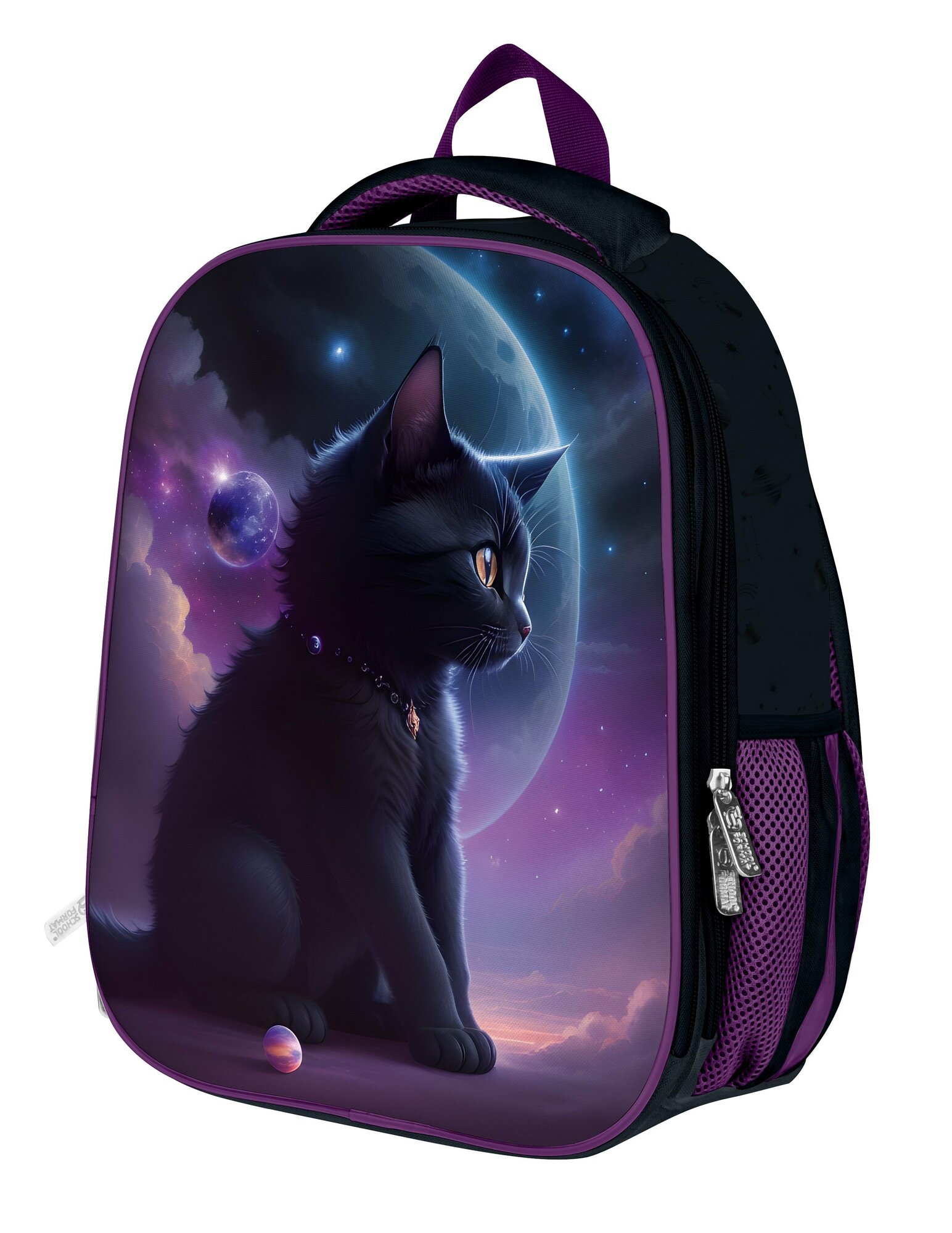 Ранец ERGONOMIC LIGHT 2 "космокотик" 2 отд, 38*29*19см, жестк. каркас, с брелком