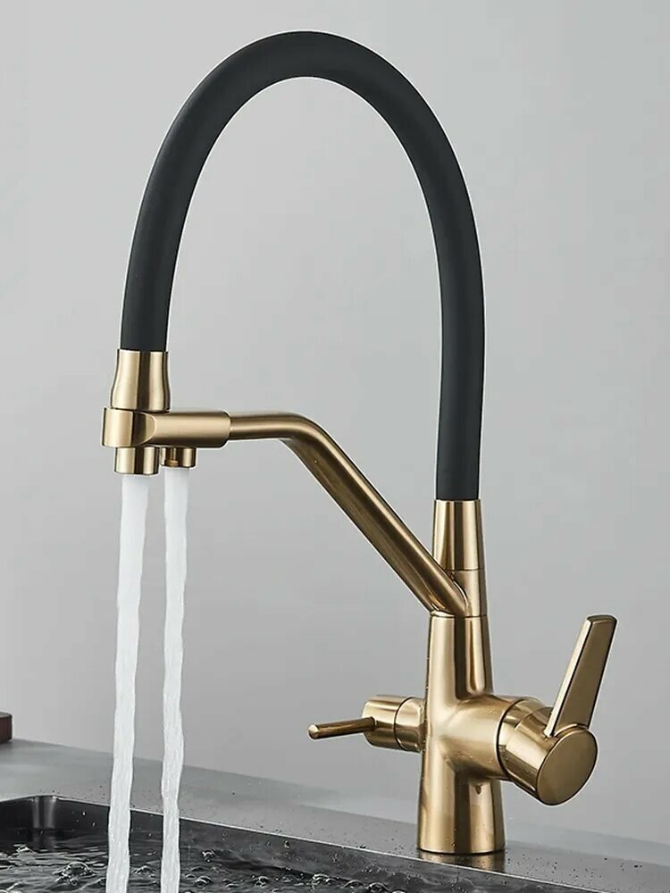 Смеситель для кухни c фильтром , кран для раковины c гибким изливом, нержавеющая сталь