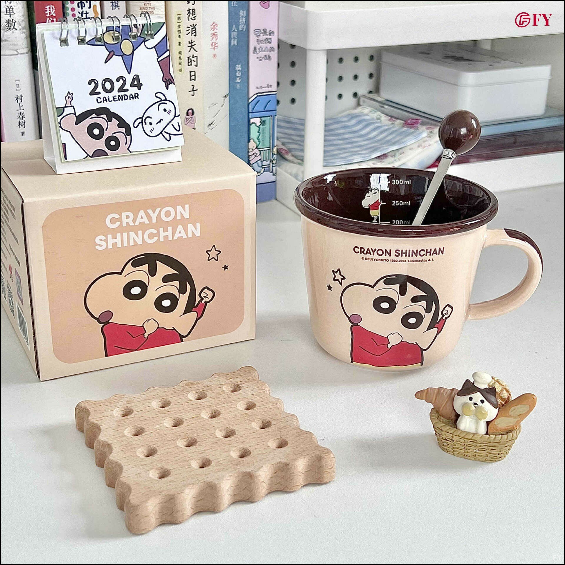 Керамическая кружка "Crayon Shin-chan" - 340 мл со шкалой Чашка для воды