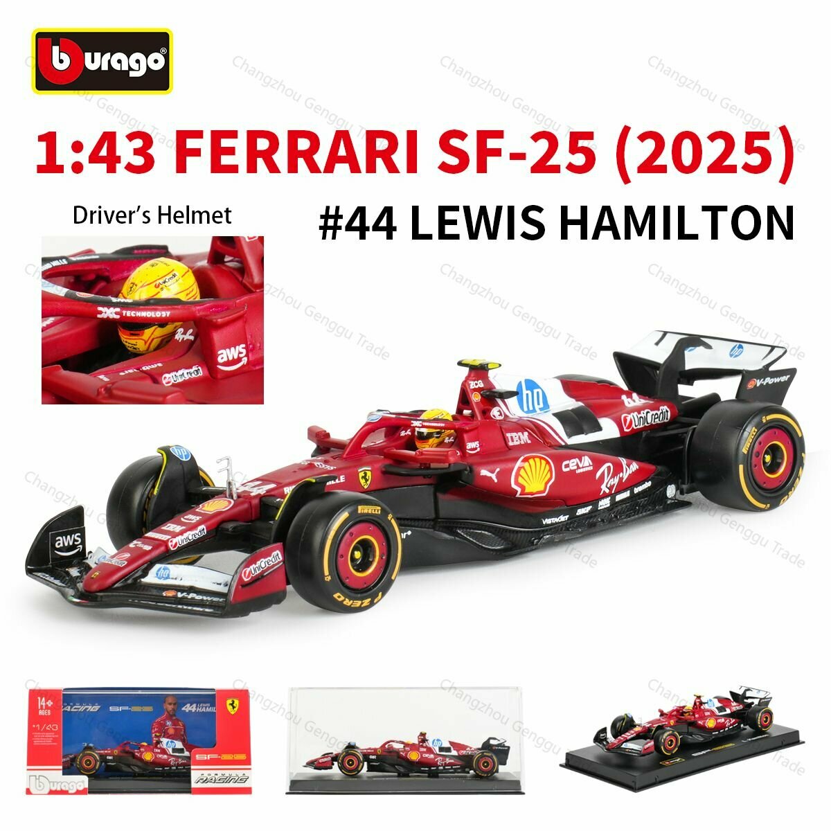 Акриловая прозрачная коробка Bburago 1:43 Ferrari 2025 SF-25 Формульный болид Формулы-1, Литые под давлением автомобили, коллекционная модель гоночных игрушек масштаб 1:43 коллекционная модель гоночная машина