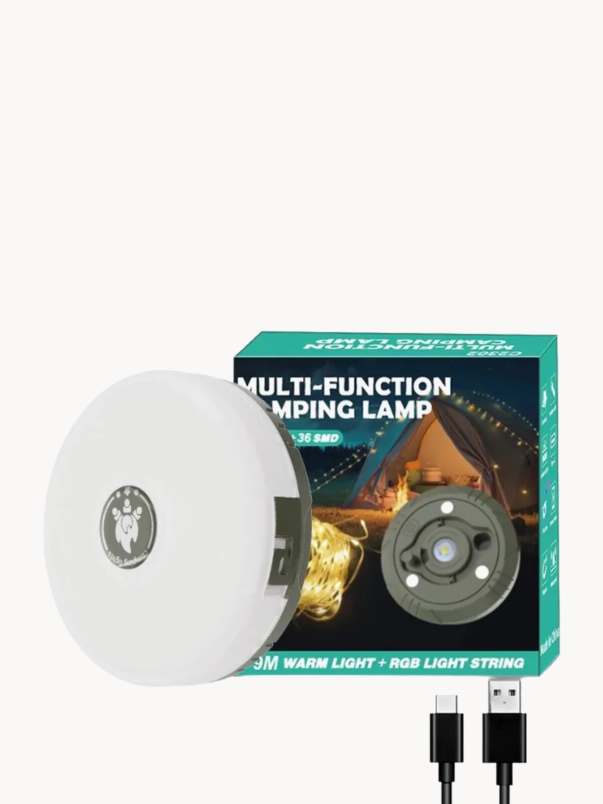 Уличная гирлянда-фонарь для кемпинга, палаточная, аккумуляторная, питание от сети, 10 м, разноцветно- желтый свет