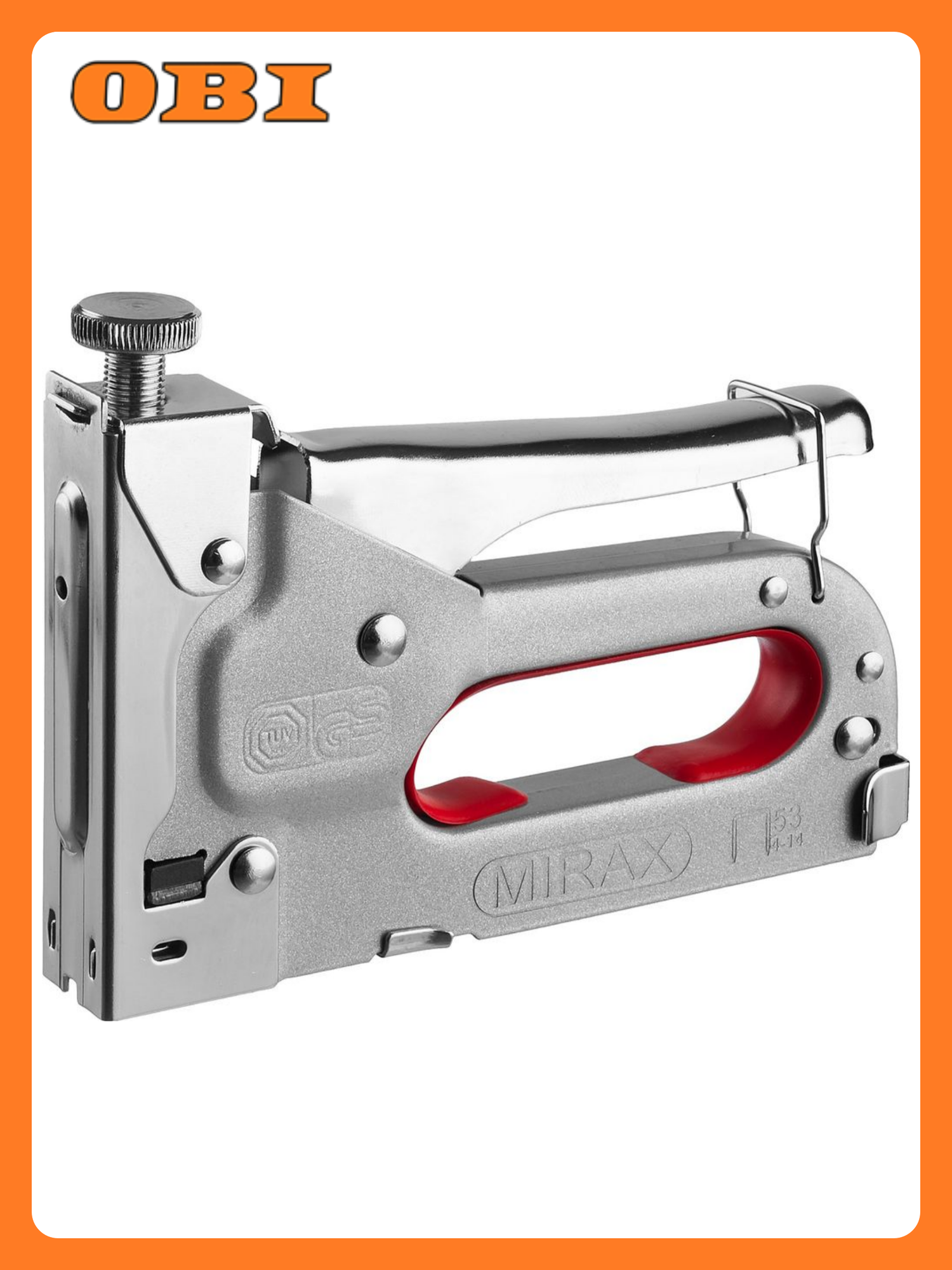 Степлер Mirax тип-53, металлический, регулировка силы удара, многоцветный