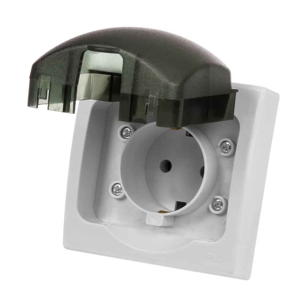 Розетка, TDM, TDM ELECTRIC 2П+З скрытой установки IP54 16А серая Вуокса SQ1803-0108