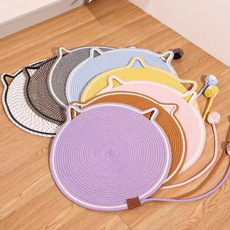 Летняя вязаная коврик для кошек, прочный и износостойкий, размер 43 см, охлаждающий коврик для отдыха и игр, желтый