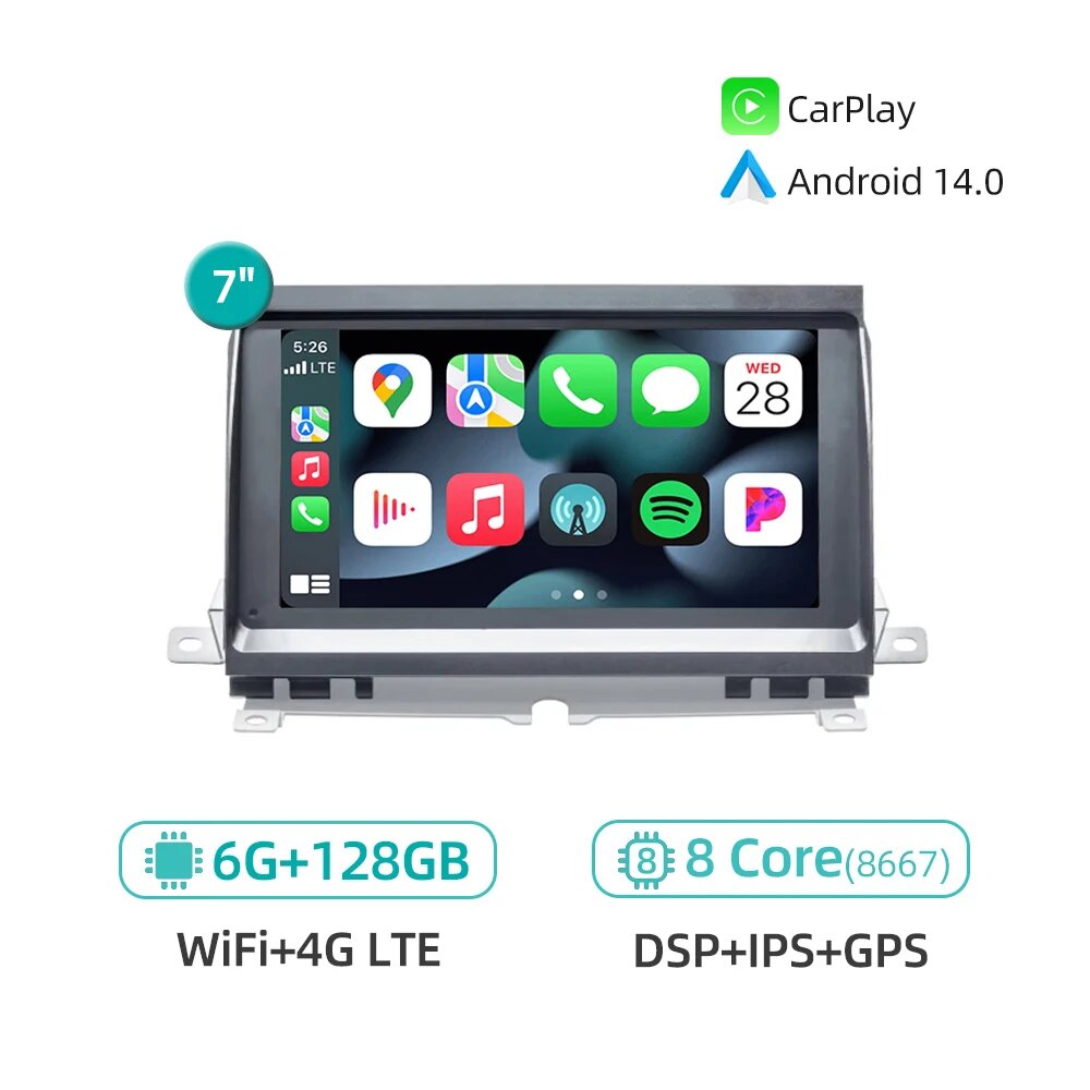 8G 128G CarPlay Android 14.0 Автомобильный мультимедийный плеер Wi-Fi навигация 6G 128G 4G CarPlay