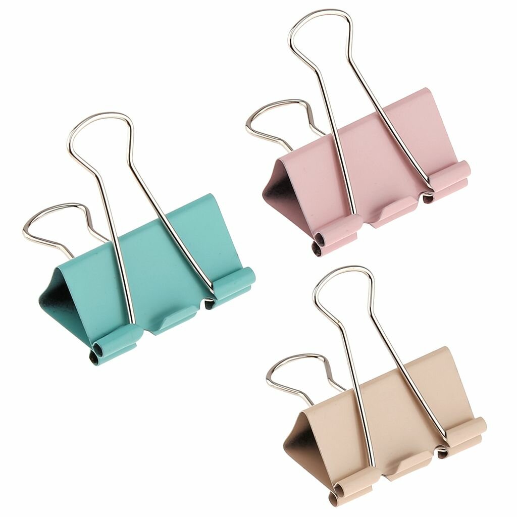 Зажим для бумаги КНР 41 мм металл, цвет - цветные, набор 24 шт, в пластиковой банке д 11,6 см, h 7 см (ZS-6041/a517-30)