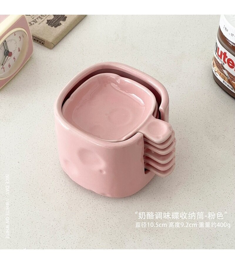 Набор из 6 керамических соусниц с ручкой и трубкой для хранения / Тарелка с закусками в горячем горшочке