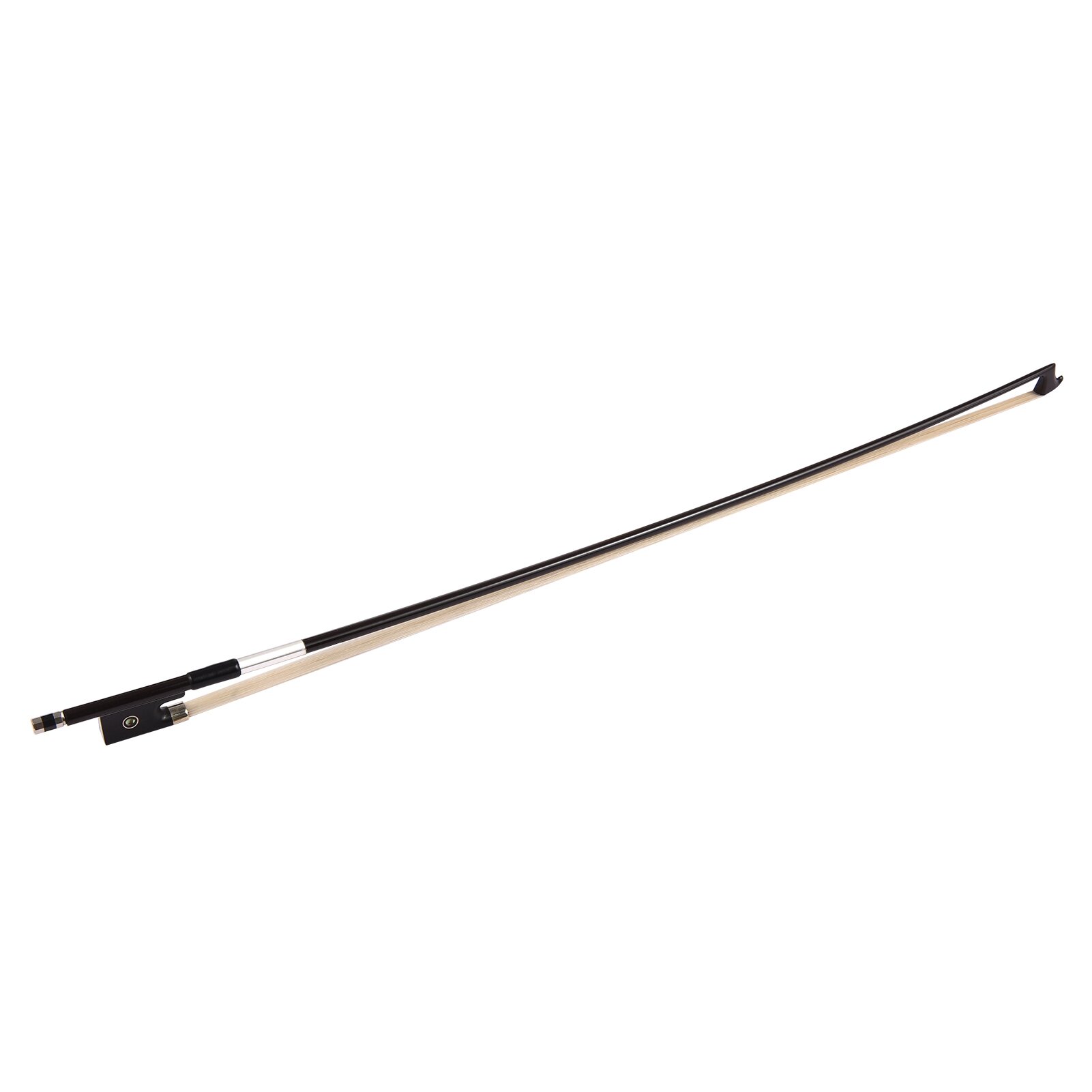 Смычок для скрипки 4/4, карбоновый круглый стержень, эбеновая колодка, белый конский волос, хорошо сбалансирован.