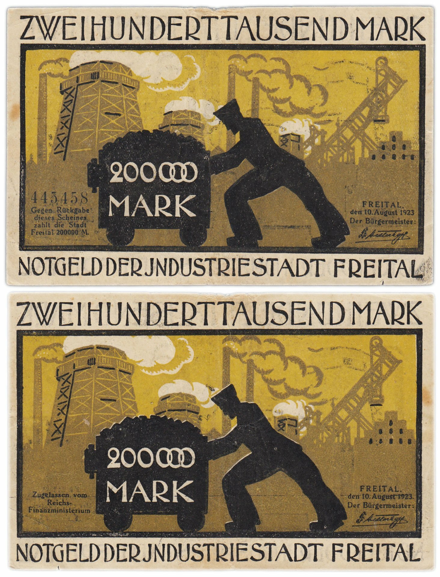 Германия Фрайталь - Freital, гроссгельд, 200000 200 тыс марок, 1923 года