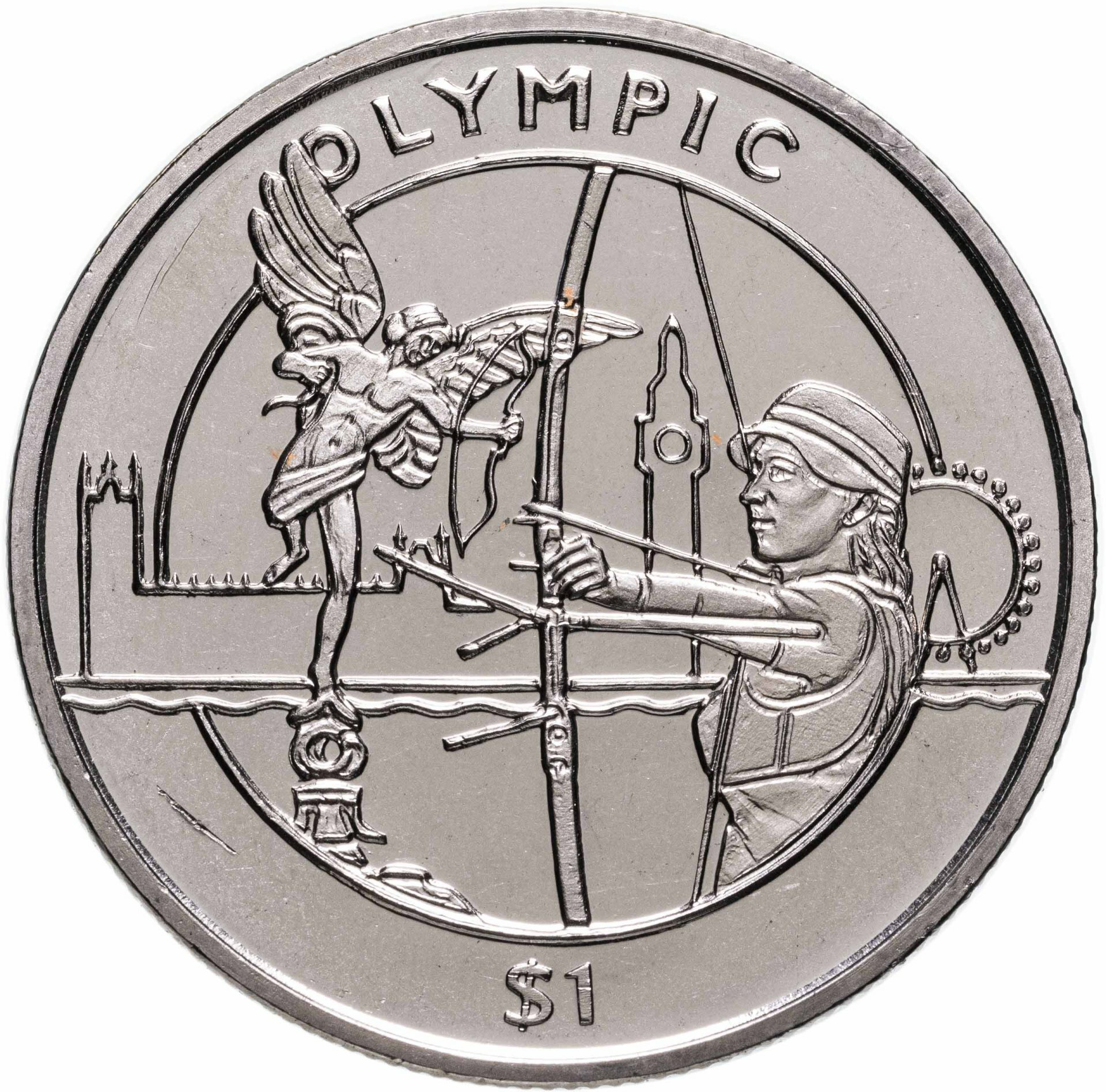 Сьерра-Леоне 1 доллар dollar 2012 "XXX летние Олимпийские Игры, Лондон 2012 - Стрельба из лука", Мельхиор медь-никель, в сохранности UNC