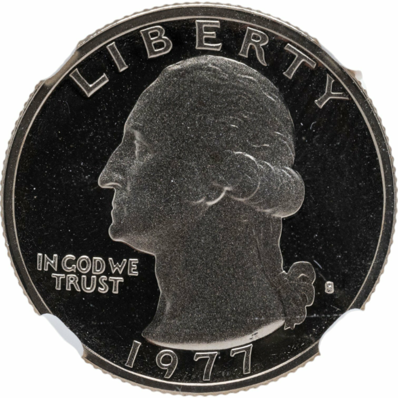 США 25 центов квотер, 1/4 доллара, quarter dollar 1977 S в слабе DNC PF69, Мельхиор медь-никель 400