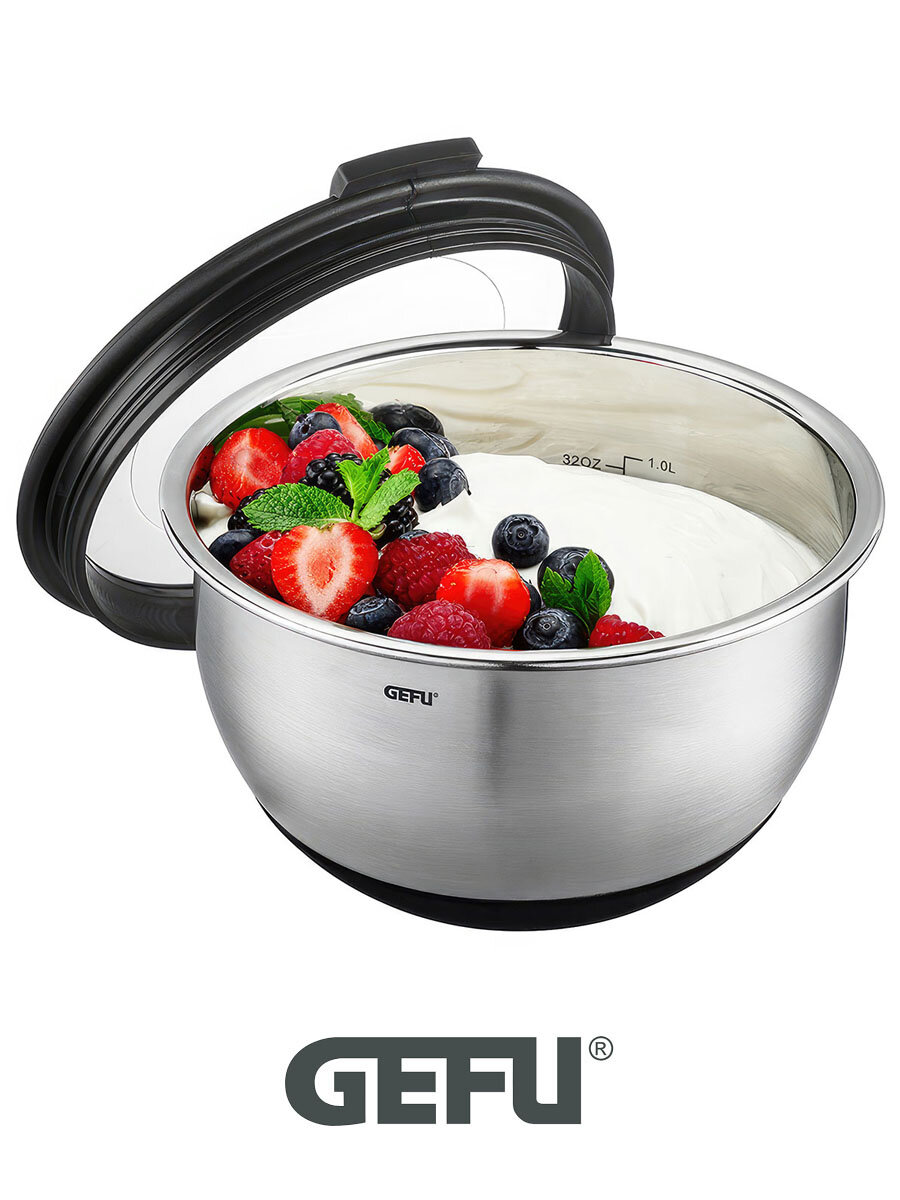 Миска с крышкой Gefu Муово 16 см, нержавеющая сталь, пластик