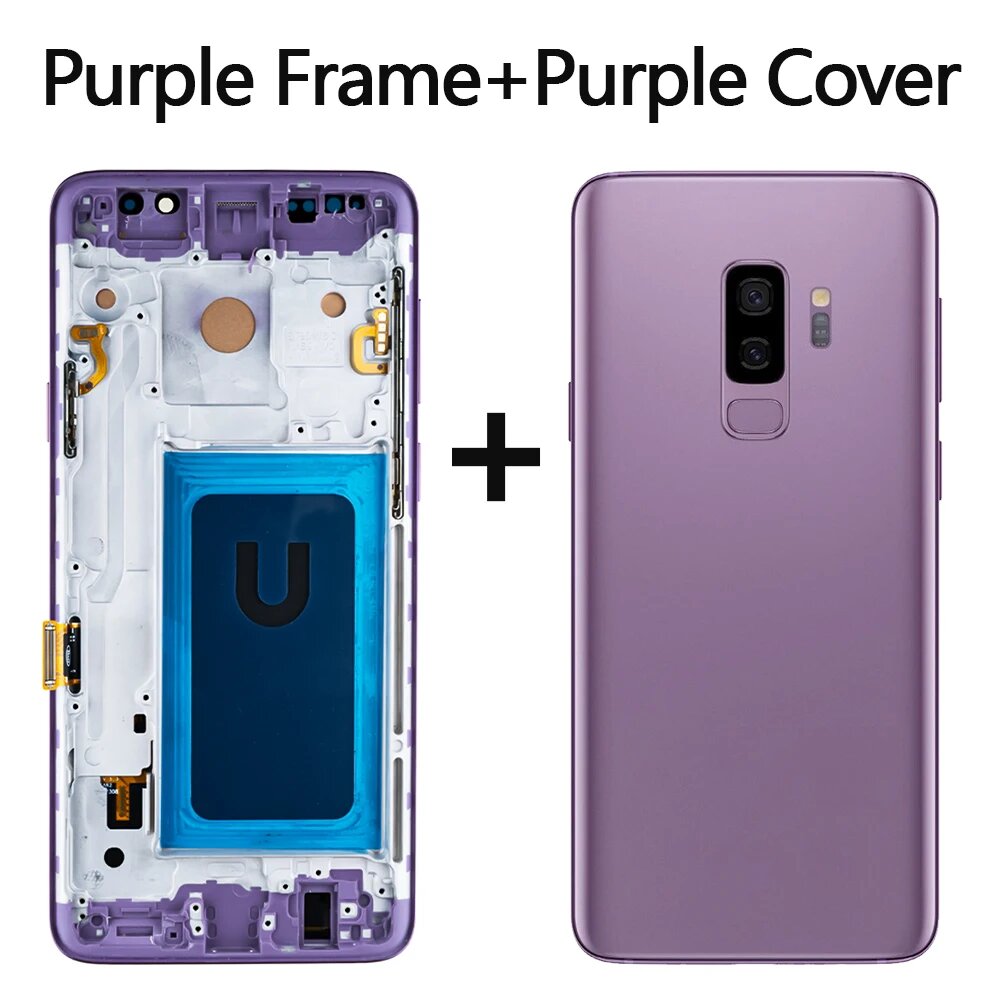 Качество TFT с рамкой для Samsung S9 Plus S9 + G965F ЖК-дисплей Цифровой сенсорный экран для Samsung S9 + G975 Замена экрана Purple Frame Cover