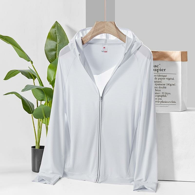 Новая летняя одежда для защиты от солнца для мужчин и женщин с капюшоном, маской для лица, костюм для защиты от солнца SPF50, из ледяного шелка, дышащий, защита от УФ-излучения