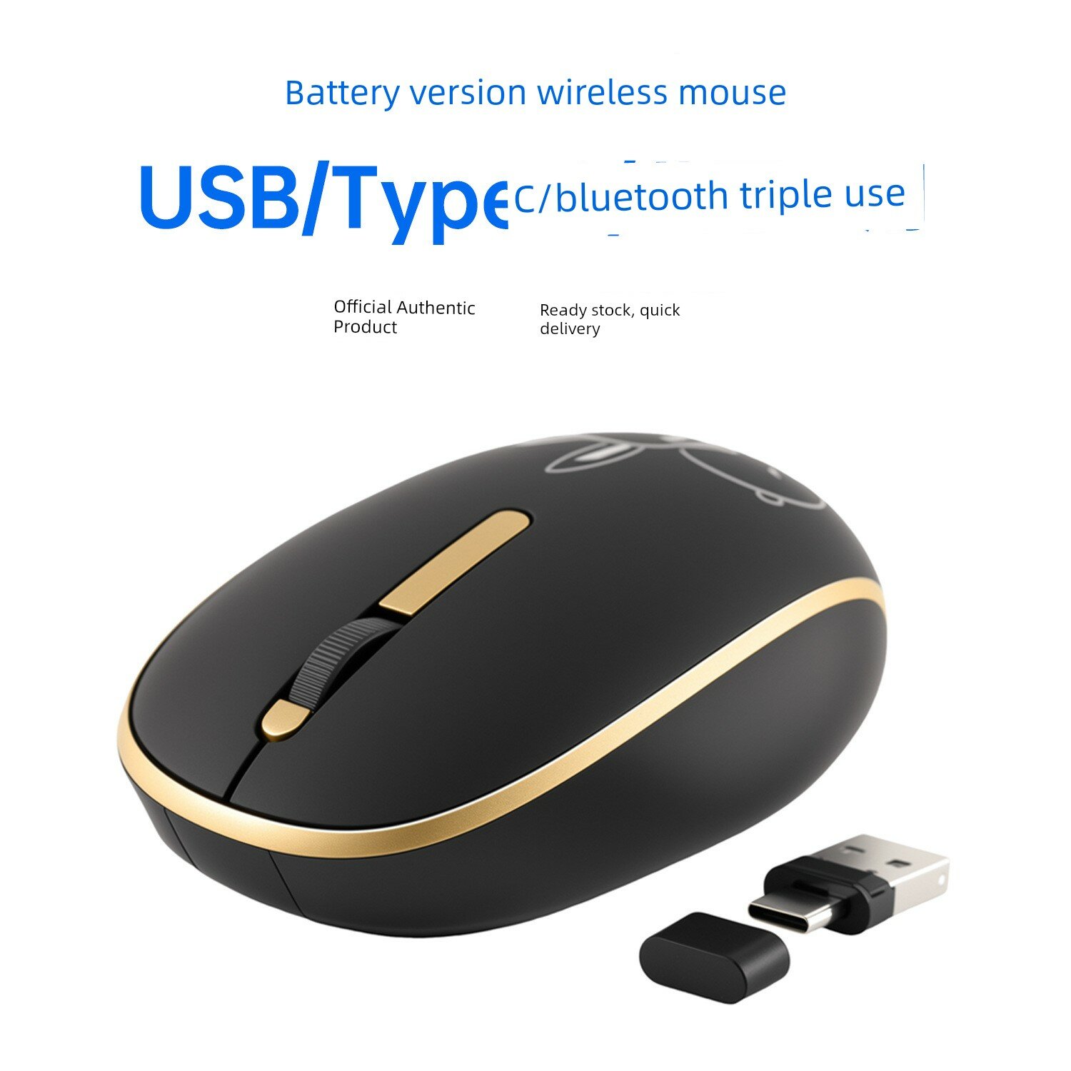 Беспроводная мышь с двумя приемниками USB+Type-C, подходящая для мобильных телефонов, планшетов и iPad от Xiaomi,