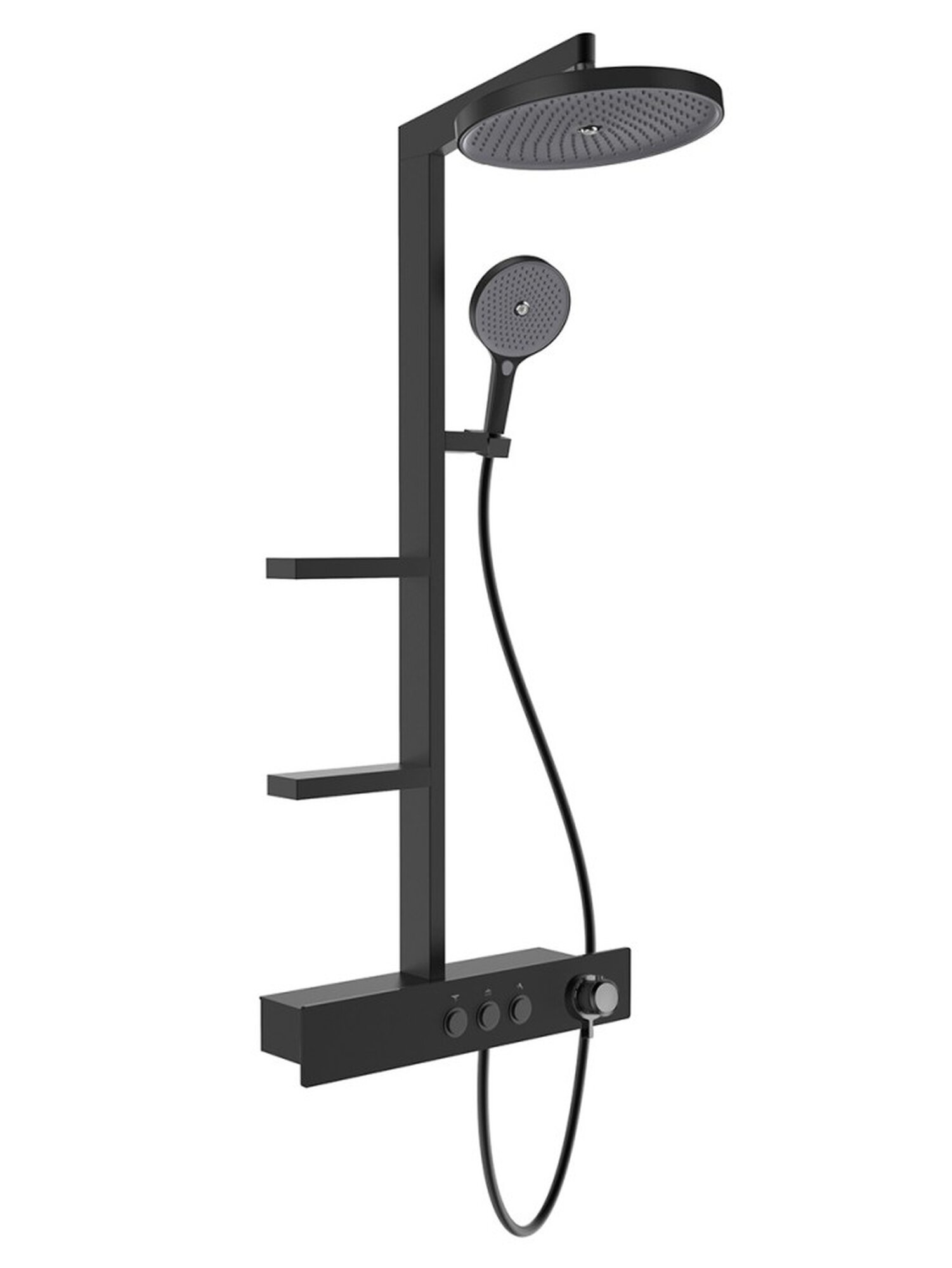 Душевая система AQUAme AQM 8005B, с термостатом, верхний душ Rain, черный