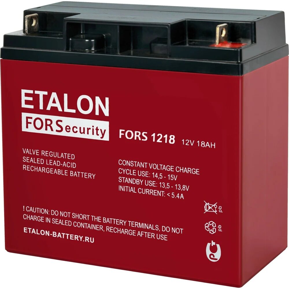 Аккумулятор премиум ETALON FORS 1218 (12 В, 18 Ач) Etalon Battery 00-00006434, болтовые клеммы, обратная полярность