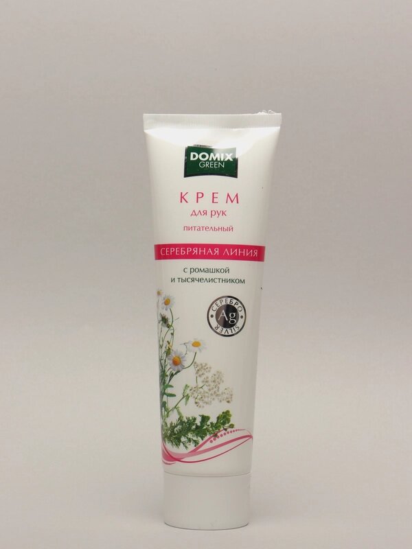Крем для рук Domix "С ромашкой и тысячелистником", питательный, наносеребро, 100 мл