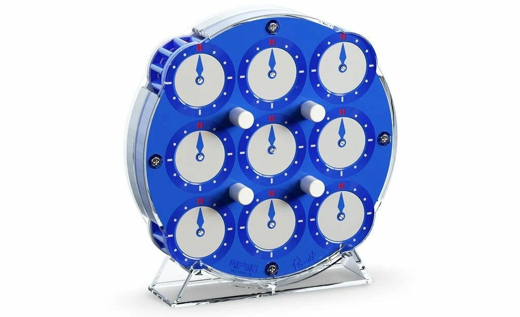 Головоломка часы Рубика QiYi (MoFangGe) Magnetic Clock Blue Edition