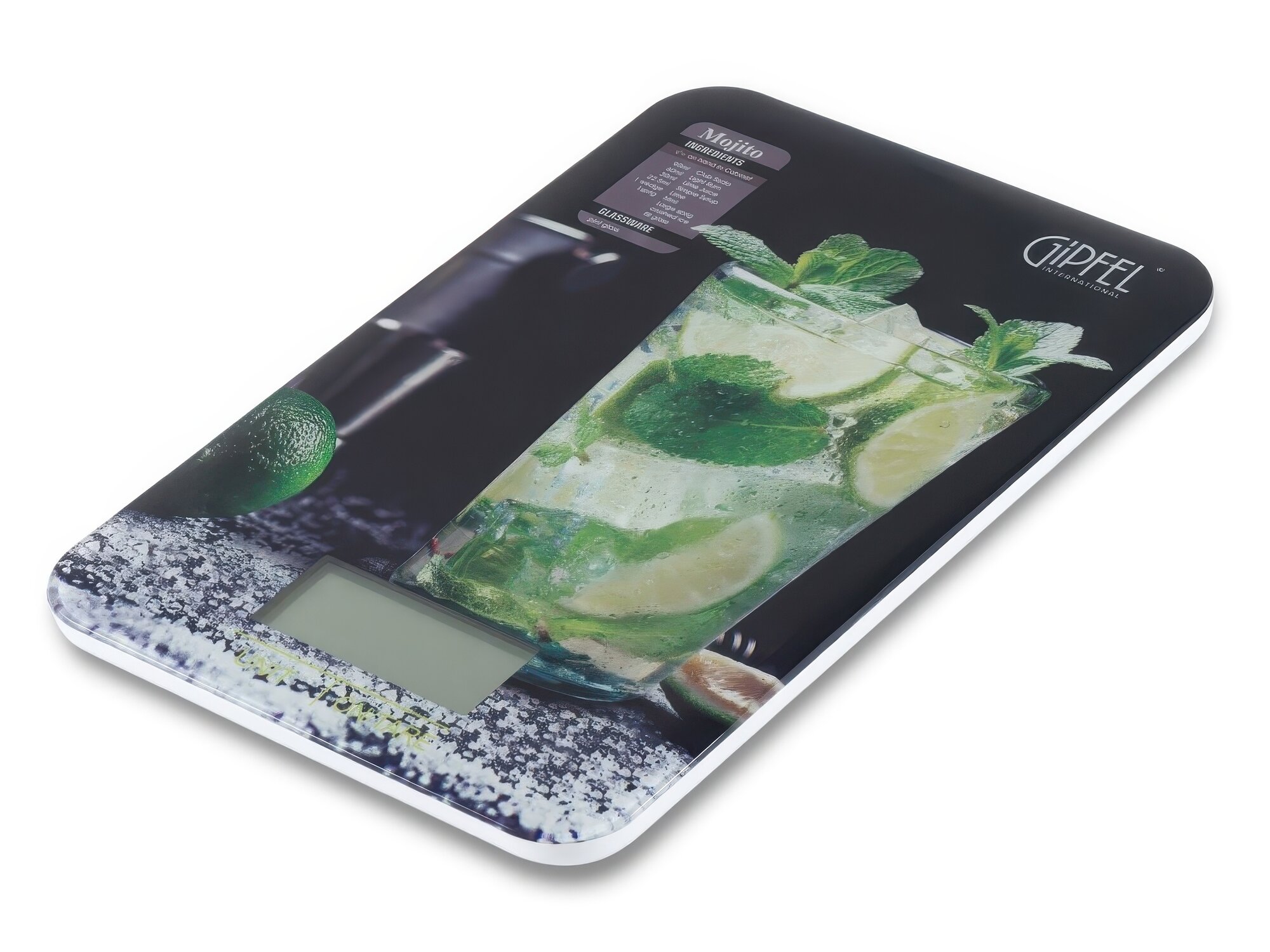 Весы кухонные электронные GIPFEL RIO 5851 23х15х1.3 см белый/черный/зеленый