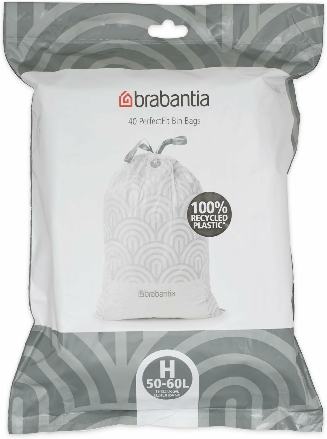 Мусорные пакеты Brabantia PerfectFit, размер H, объем 50-60 л, 40 штук - 138744